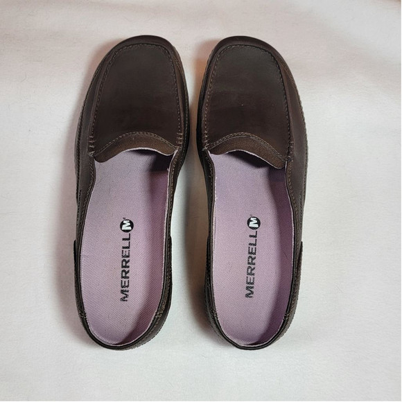 Merrell | Shoes | Merrell Cima Espresso Leather Slide Loafer 7 | Poshmark